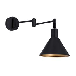 Xxxl Wandleuchte , Black/Golden , Metall , 14x17x37.5 cm , Lampen & Leuchten, Innenbeleuchtung, Wandleuchten