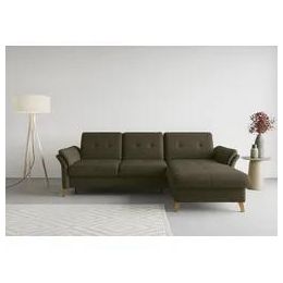 Sit & More Ecksofa SIT & MORE "Göteborg", grün (khaki), B:268cm H:90cm T:176cm, Sofas, Sitztiefenverstellung und Federkern, wahlweise mit Bettfunktion