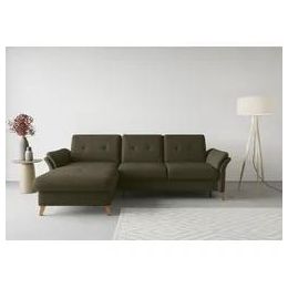 Sit & More Ecksofa SIT & MORE "Göteborg", grün (khaki), B:268cm H:90cm T:176cm, Sofas, Sitztiefenverstellung und Federkern, wahlweise mit Bettfunktion