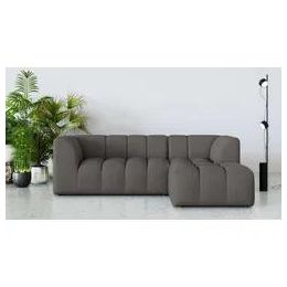 Ecksofa Home Affaire "Tuure", grau (anthrazit), B:255cm H:81cm T:177cm, 100% Polyester, Sofas, L-Form, mit Welllenunterfederung