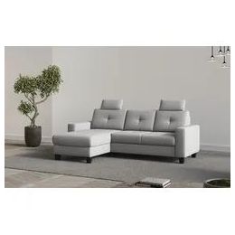 Ecksofa Places of Style "Varese L-Form", grau (hellgrau), B:239cm H:91cm T:164cm, 95%Polyester 5%Polyamid, Sofas, Kreuznaht in beige