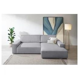 Ecksofa Home Affaire "NEU: Sherwood XXL, Big-Sofa in Cord oder Leinenoptik, Couch in L-Form", grau (hellgrau), B:284cm H:90cm T:195cm, 100% Polyester, Sofas, wahlweise Ottomane rechts/links, mit Kedernaht, extra tiefe Sitzfläche