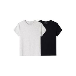 Bershka T-Shirt Damen Gr&ouml;&szlig;e M graumeliert / schwarz