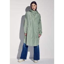 Regenponcho Street One, Damen, light mint grün, Web, Obermaterial: 100% Polyester, unifarben, casual, sehr weit knielang, Rundhals, Langarm, Jacken, mit Kapuze und seitlichen Taschen