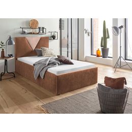 Polsterbett "Malibu", braun (braun, beige), B:112cm L:212cm, Bezug Bett: Microfaser (100% Polyester);Bonnell-Federkernmatratze: 51% Polypropylen, 39% Polyester und 10% Baumwolle;Kaltschaummatratze: 100% Polyester, Bezug abnehm- und waschbar bis 60C, Westfalia Schlafkomfort, Betten, inkl. Bettkasten bei Ausführung mit Matratze