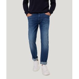 Regular-fit-Jeans Pierre Cardin "PC-Lyon", Herren, Gr. 34, Länge 32, ocean blau used mustache, Web, Obermaterial: 89% Baumwolle, 8% Polyester, 3% Elasthan, casual, regular fit knöchelfrei, Jeans, im Five-Pocket Style