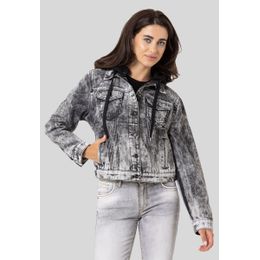 Cipo & Baxx Jeansjacke CIPO & BAXX "Jacken", Damen, Gr. L, schwarz, 100% Baumwolle, unifarben, casual, regular fit normal, Langarm, Jacken