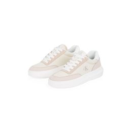 Sneaker Calvin Klein Jeans "CHUNKY CUPSOLE LOW MIX IN", Damen, Gr. 40, beige (beige kombiniert), Leder, Sportlich, Schuhe, Freizeitschuh, Halbschuh, Schnürschuh mit CK Logo