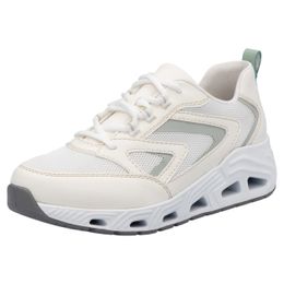 Keilsneaker RIEKER SPORT, Damen, Gr. 40, weiß, Lederimitat, Textil, Sportlich, Schuhe, Halbschuh, Schnürschuh, Freizeitsneaker mit gepolstertem Schaftrand