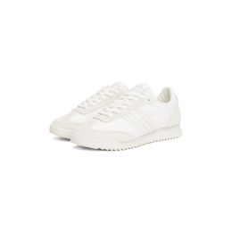 Keilsneaker Tommy Jeans "TJW RETRO RUNNER CLEATED", Damen, Gr. 36, beige (ecru), Leder, Lederimitat, Textil, Schuhe, Freizeitschuh, Halbschuh, Schnürschuh mit Logoschriftzug