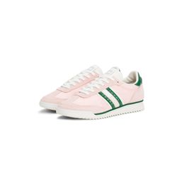 Keilsneaker Tommy Jeans "TJW RETRO RUNNER CLEATED", Damen, Gr. 38, bunt (rose, grün), Leder, Lederimitat, Textil, Schuhe, Freizeitschuh, Halbschuh, Schnürschuh mit Logoschriftzug