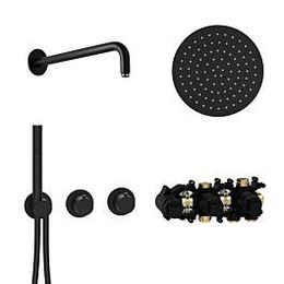 Herzbach MODUL7 Thermostat-Set T-RB250 70.702711.1.12 Wandarm Regenbrause 250mm Schwarz matt