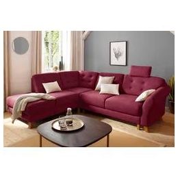 Ecksofa Home Affaire "Trondheim L-Form", rot (dunkel rot), B:260cm H:89cm T:90cm, Struktur weich ( 97% Polyester, 3% Baumwolle), Luxus-Microfaser ALTARA NUBUCK (100% Polyester), Luxus-Microfaser Lederoptik (100% Polyester), Sofas, mit Federkern