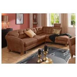 Ecksofa Home Affaire "Trondheim L-Form", braun (cognac), B:260cm H:89cm T:90cm, Struktur weich ( 97% Polyester, 3% Baumwolle), Luxus-Microfaser ALTARA NUBUCK (100% Polyester), Luxus-Microfaser Lederoptik (100% Polyester), Sofas, mit Federkern