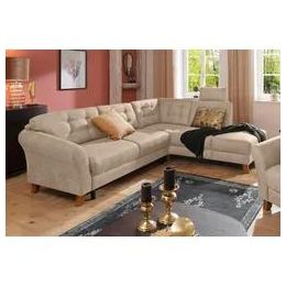 Ecksofa Home Affaire "Trondheim L-Form", beige, B:260cm H:89cm T:90cm, Struktur weich ( 97% Polyester, 3% Baumwolle), Luxus-Microfaser ALTARA NUBUCK (100% Polyester), Luxus-Microfaser Lederoptik (100% Polyester), Sofas, mit Federkern