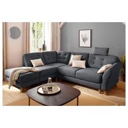 Ecksofa Home Affaire "Trondheim L-Form", grau (dunkel grau), B:260cm H:89cm T:90cm, Struktur weich ( 97% Polyester, 3% Baumwolle), Luxus-Microfaser ALTARA NUBUCK (100% Polyester), Luxus-Microfaser Lederoptik (100% Polyester), Sofas, mit Federkern