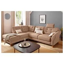 Ecksofa Home Affaire "Trondheim L-Form", braun (schoko), B:260cm H:89cm T:90cm, Struktur weich ( 97% Polyester, 3% Baumwolle), Luxus-Microfaser ALTARA NUBUCK (100% Polyester), Luxus-Microfaser Lederoptik (100% Polyester), Sofas, mit Federkern