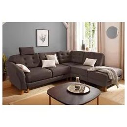 Ecksofa Home Affaire "Trondheim L-Form", braun (dunkel braun), B:260cm H:89cm T:90cm, Struktur weich ( 97% Polyester, 3% Baumwolle), Luxus-Microfaser ALTARA NUBUCK (100% Polyester), Luxus-Microfaser Lederoptik (100% Polyester), Sofas, mit Federkern