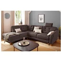 Ecksofa Home Affaire "Trondheim L-Form", braun (dunkel braun), B:260cm H:89cm T:90cm, Struktur weich ( 97% Polyester, 3% Baumwolle), Luxus-Microfaser ALTARA NUBUCK (100% Polyester), Luxus-Microfaser Lederoptik (100% Polyester), Sofas, mit Federkern