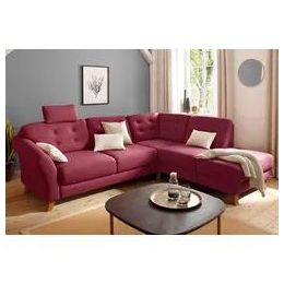 Ecksofa Home Affaire "Trondheim L-Form", rot (dunkel rot), B:260cm H:89cm T:90cm, Struktur weich ( 97% Polyester, 3% Baumwolle), Luxus-Microfaser ALTARA NUBUCK (100% Polyester), Luxus-Microfaser Lederoptik (100% Polyester), Sofas, mit Federkern