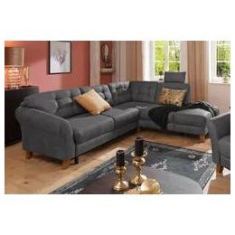 Ecksofa Home Affaire "Trondheim L-Form", grau (anthrazit), B:260cm H:89cm T:90cm, Struktur weich ( 97% Polyester, 3% Baumwolle), Luxus-Microfaser ALTARA NUBUCK (100% Polyester), Luxus-Microfaser Lederoptik (100% Polyester), Sofas, mit Federkern