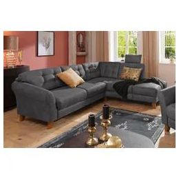 Ecksofa Home Affaire "Trondheim L-Form", grau (anthrazit), B:260cm H:89cm T:90cm, Struktur weich ( 97% Polyester, 3% Baumwolle), Luxus-Microfaser ALTARA NUBUCK (100% Polyester), Luxus-Microfaser Lederoptik (100% Polyester), Sofas, mit Federkern