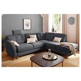 Ecksofa Home Affaire "Trondheim L-Form", grau (dunkel grau), B:260cm H:89cm T:90cm, Struktur weich ( 97% Polyester, 3% Baumwolle), Luxus-Microfaser ALTARA NUBUCK (100% Polyester), Luxus-Microfaser Lederoptik (100% Polyester), Sofas, mit Federkern