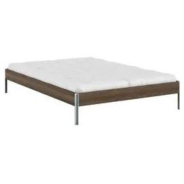 Bettgestell KARUP DESIGN "CORE BED Bodenbett, Holzrahmen, Futonbett, Jugendbett, Holzbett", 140, B:146cm H:34cm L:206cm, Betten, Massivholzbett mit Lattenrost, Kiefer massiv, Doppelbett ohne Kopfteil