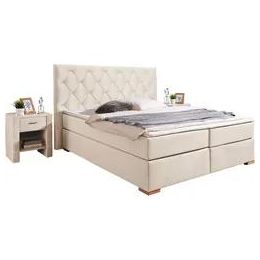 Boxspringbett Home Affaire "Chalon, in verschiedenen Breiten", beige, B:223cm L:210cm, Komplettbetten, inkl. Topper, wahlweise in H2, H3 oder H4 erhältlich