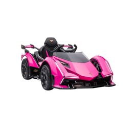 ES-Toys Kinder Elektroauto Lamborghini V12 Vision Gran Turismo Fernbedienung MP3 pink