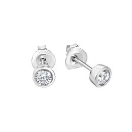 ZEEme Basic Ohrstecker Silber 925 rhodiniert mit Zirkonia wei&szlig; 4mm