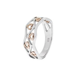 ZEEme Silber Ring Silber 925 zweifarbig mit Herz-Motiven