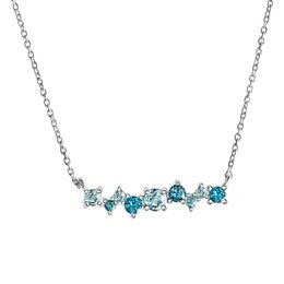 ZEEme Gemstones Halskette Silber 925 rhodiniert mit 9x Blautopas (beh.)