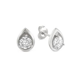 ZEEme Basic Ohrringe Silber 925 rhodiniert Tropfen-Form mit Zirkonia wei&szlig;