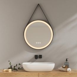 EMKE Badspiegel Rund mit Beschlagfrei 50 cm Badezimmerspiegel 3 Lichtfarbe Badspiegel Dimmbar LED Spiegel mit Touchschalter, IP44 Energiesparend