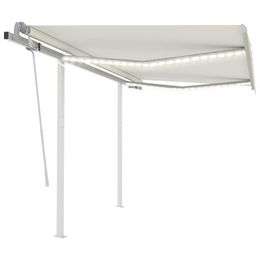 Markise Manuell Einziehbar mit LED 3x2,5 m Creme
