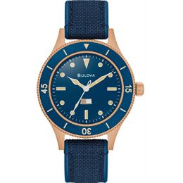 Bulova Herrenuhr Modell 98A324 mit gruenem Armband Zifferblatt Luenet