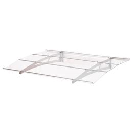 SUPERROOF Vordach Madrid 1400 pulverbeschichtet silbergrau 140 x 90 cm