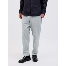 Jack & Jones Jogginghose JACK & JONES "JPSTACE DAVE BREEZE JOGGER SN", Herren, Gr. L, N-Gr, blau (blau indigo), Web, Obermaterial: 81% Baumwolle, 15% Leinen, 4% Elasthan, unifarben, modisch, relaxed fit knöchellang, Hosen, mit elastischem Bund