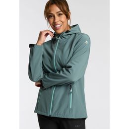 Softshelljacke Killtec, Damen, Gr. 36, grün, Softshell, Obermaterial: 100% Polyester, unifarben mit Farbeinsatz, sportlich, hoch geschlossener Ausschnitt, Langarm eingesetzt eingefasste Kante mit Klettverschluss, Jacken