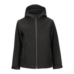 Softshelljacke WHISTLER "Ryder", Kinder, Gr. 128, schwarz, 94% Polyester, 6% Elasthan, unifarben, normal, ohne Ausschnitt, Jacken, mit 8.000 mm Wassersäule