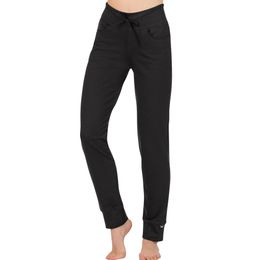 Sweathose TRIGEMA "TRIGEMA Jogginghose in leichter Sweat-Qualität", Damen, Gr. L, US-Größen, schwarz, 50% Baumwolle, 50% Polyester, sportlich, Hosen