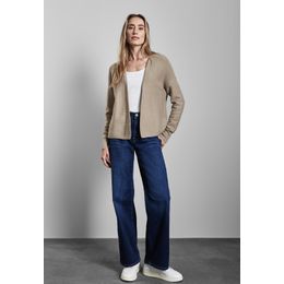 Cardigan Street One, Damen, Gr. 34, beige (honey sand meliert), Stoff, 30% Polyester, 29% Polyacryl, 21% Viskose, 20% Nylon, unifarben, casual, normal normal, ohne Ausschnitt, Langarm Bündchen, Strickjacken, im angenehmen Materialmix