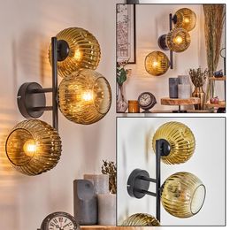 hofstein Ripoll Wandleuchte Glas 15 cm Gold, Klar, 3-flammig