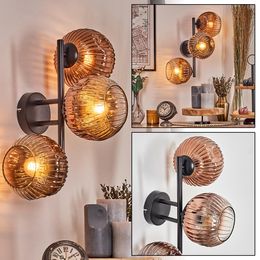 hofstein Ripoll Wandleuchte Glas 15 cm Klar, Kupferfarben, 3-flammig