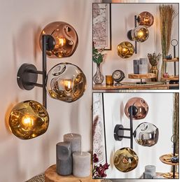 hofstein Ripoll Wandleuchte Glas 15 cm Chrom, Gold, Kupferfarben, Rauchfarben, 3-flammig