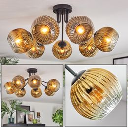 hofstein Ripoll Deckenleuchte Glas 15 cm Gold, Klar, 7-flammig