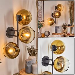 hofstein Koyoto Wandleuchte Glas 15 cm Gold, Klar, 3-flammig