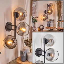 hofstein Koyoto Wandleuchte Glas 15 cm Klar, Rauchfarben, 3-flammig