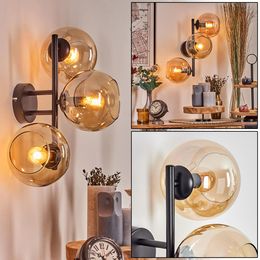 hofstein Koyoto Wandleuchte Glas 15 cm Bernsteinfarben, 3-flammig